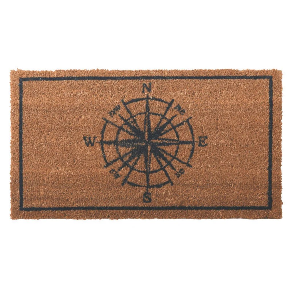 Nautical Door Mat with Blue Bordered Anchor, Natural Coco Fibre Indoor ...