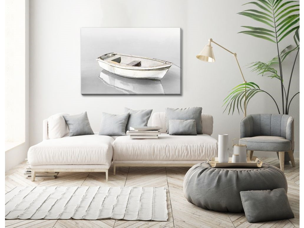 White Reflection, Tranquil Waters" Hand-Embellished Canvas Art (28x42 ...