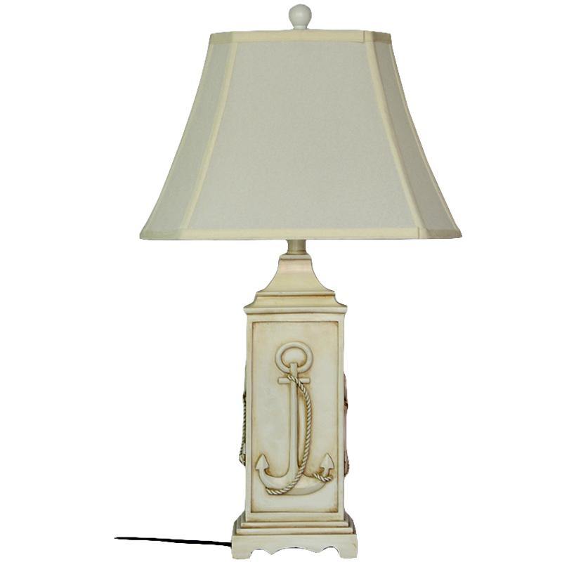 Nautical Table Lamp with Embossed Anchor and Rope, Vintage Decorative ...