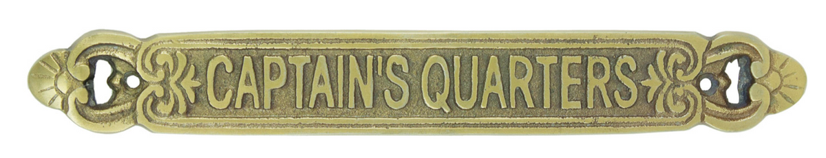 Captain’s Quarters Sign, Solid Metal Cast Iron Brass Finish Plaque ...