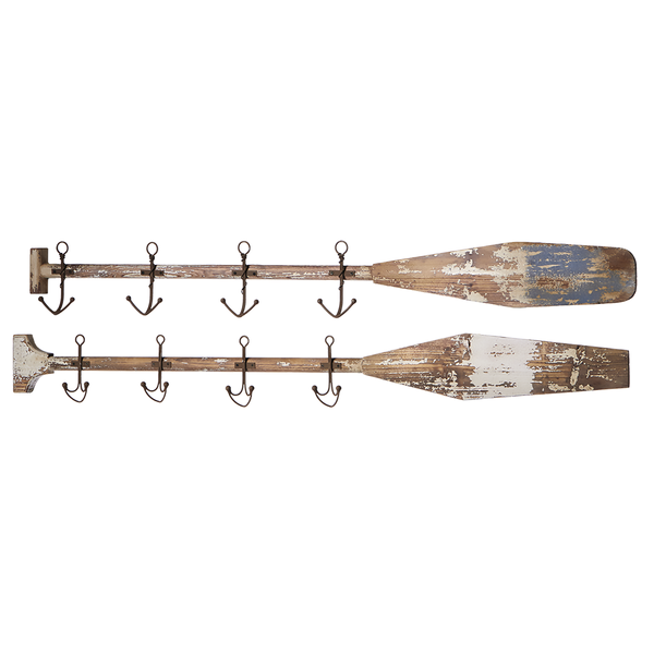 Distressed Oar with Anchor Wall Hooks, Oar Wall Decor, Horizontal Boat ...