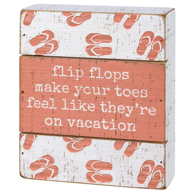 Flip Flops Feel Like Vacation Hanging Slat Box Sign, Decorative Beach ...