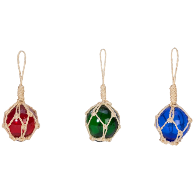 Nautical Fishing Glass Buoy Float in Rope, Decorative Sphere Netted ...