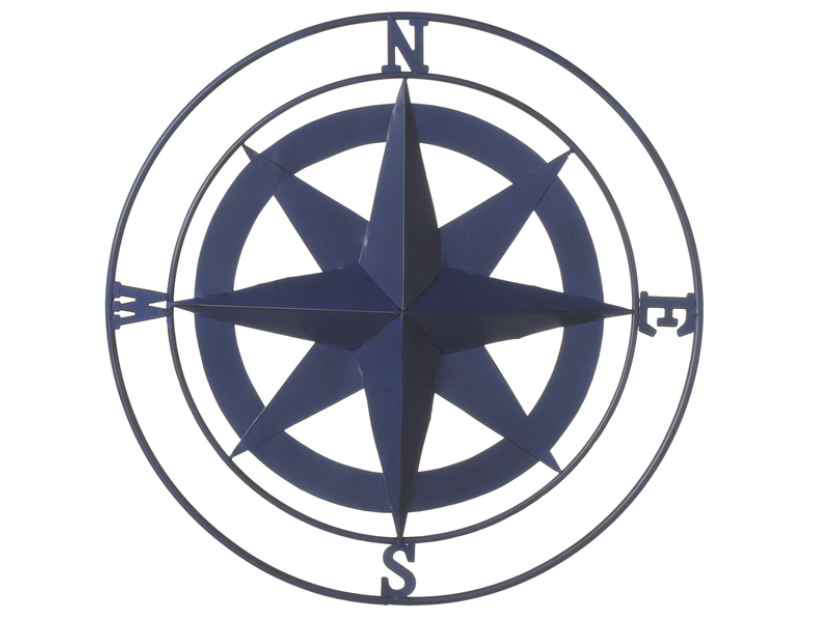 Small Blue Compass Wall Decor, Metal Compass Display, Hand Made ...
