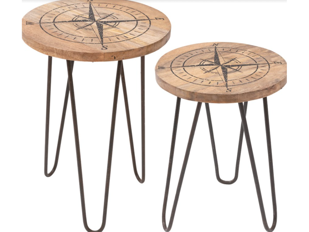 Tables Wind Rose, Compass Rose Wood Table Top with Hairpin Legs ...