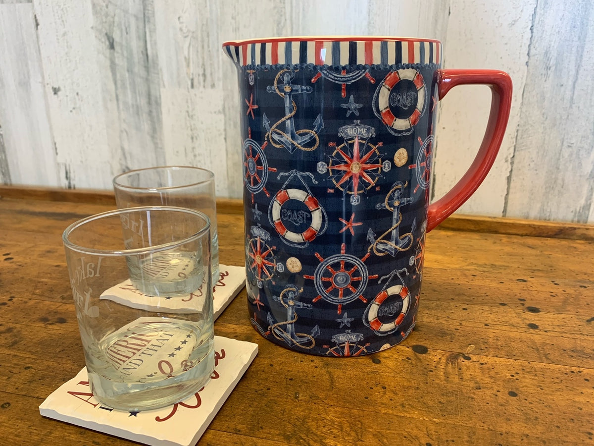 Nautical Life Pitcher With Anchor Life Ring Boat Steering Wheel ...